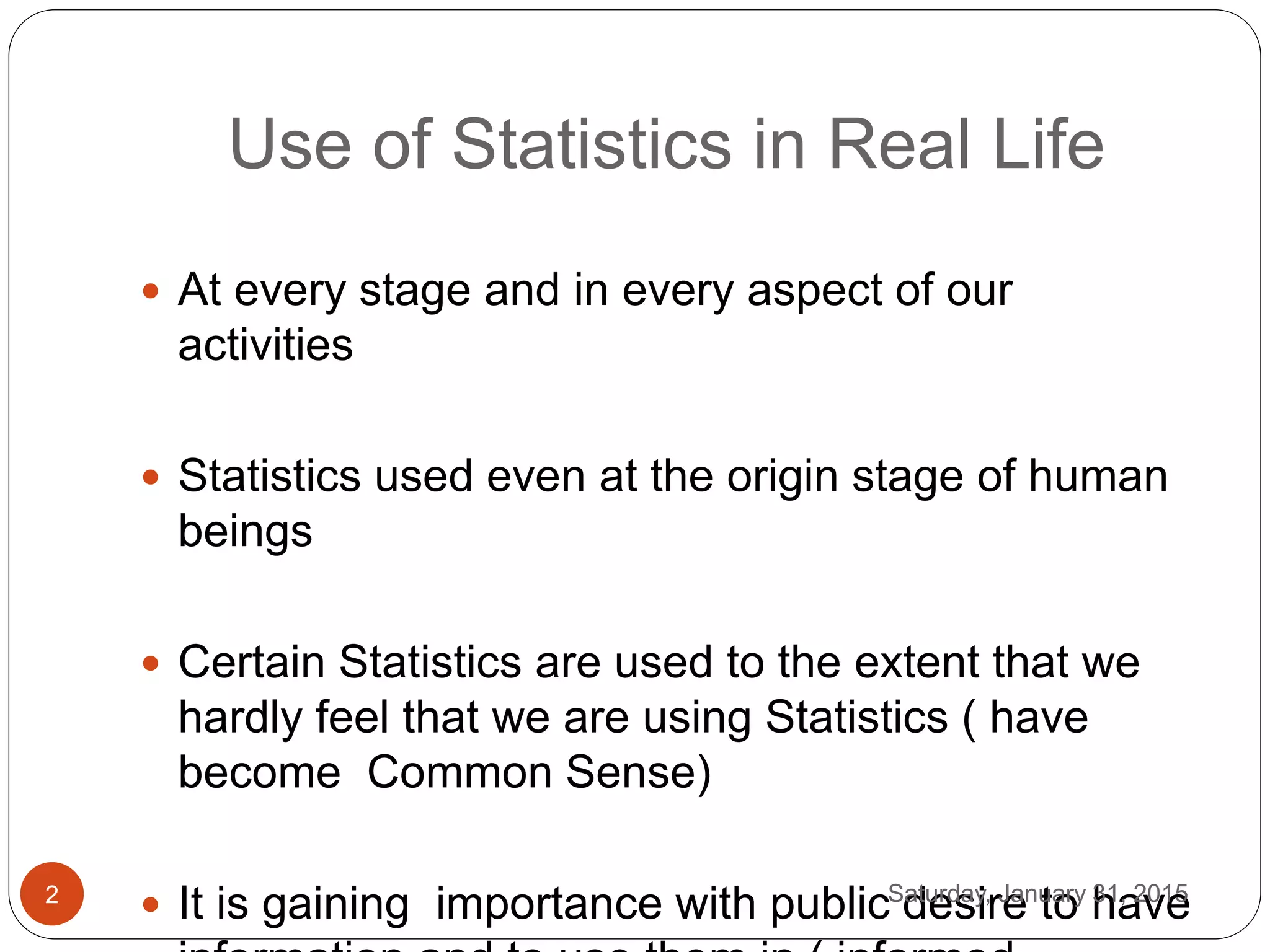 Role of statistics in real life , business & good governance | PPT
