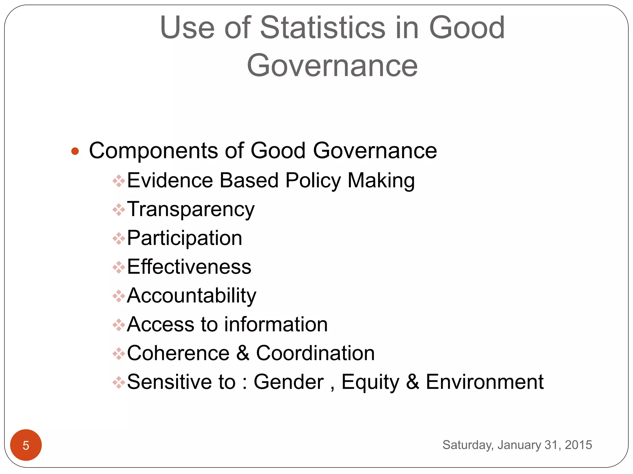 Role of statistics in real life , business & good governance | PPT