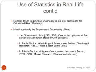 Role of statistics in real life , business & good governance | PPT