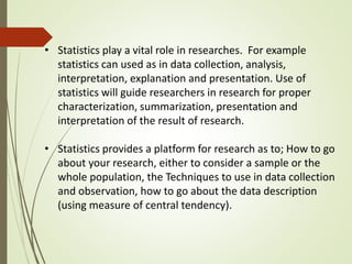 Role of Statistics in Scientific Research | PPTX