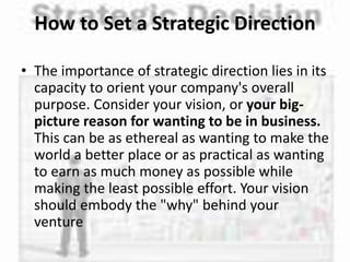 Role of strategic direction | PPTX | Business | Business and Finance
