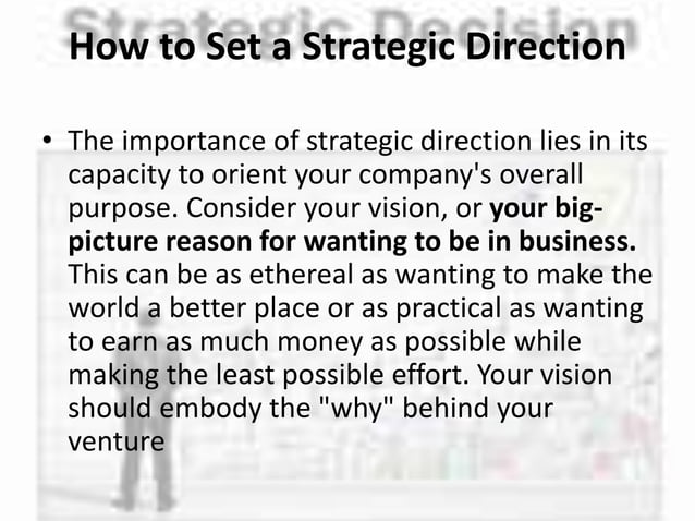 Role of strategic direction | PPT