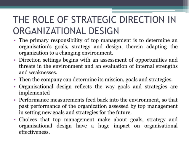 Role of strategic direction | PPT
