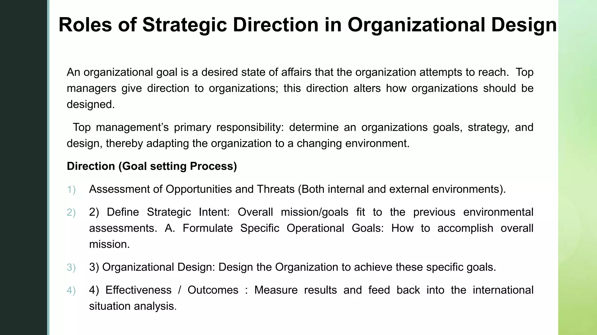 Role of strategic directions in organization design anshuman singh a 14 ...