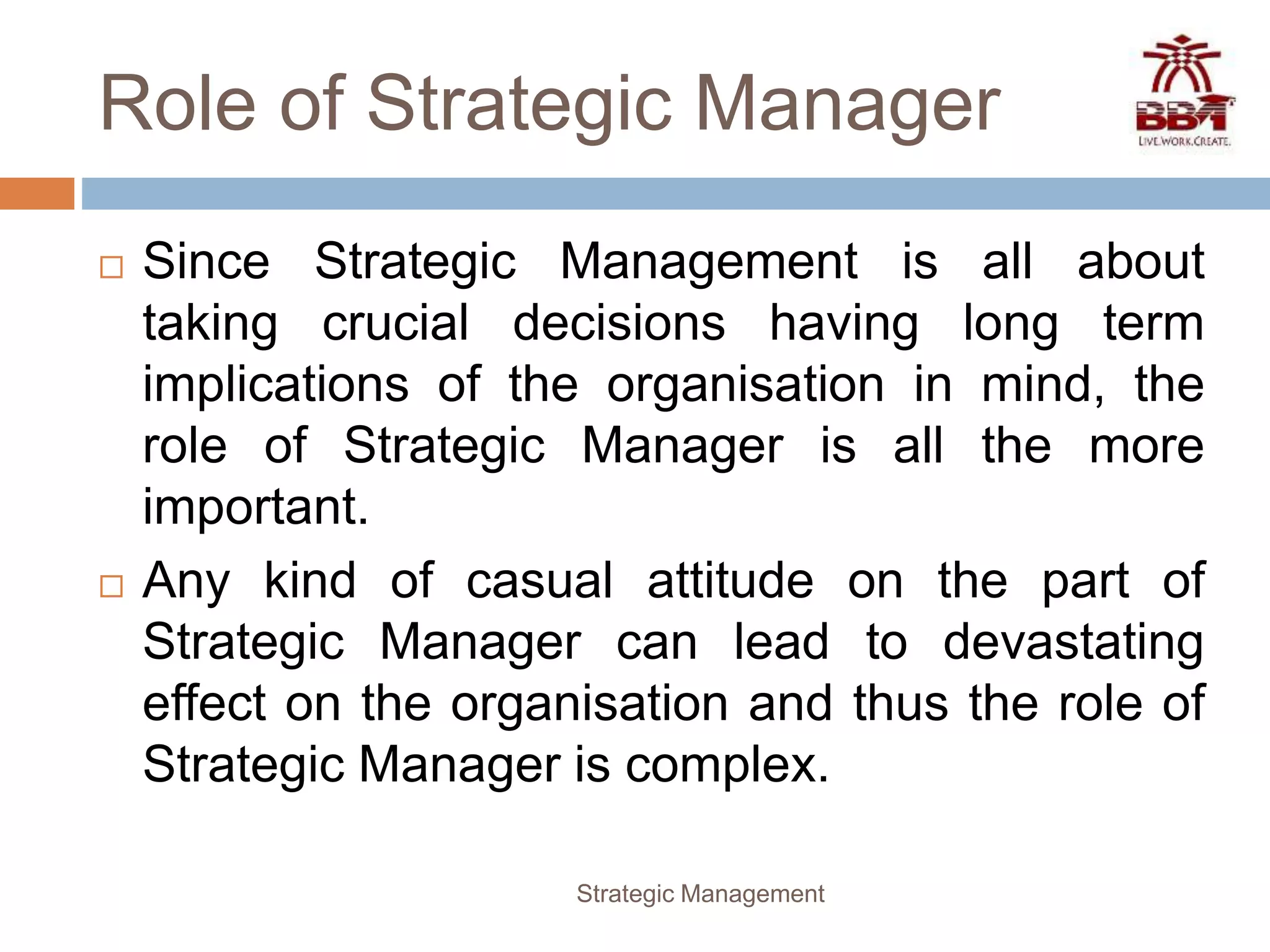 Role of Strategic Manager | PPTX