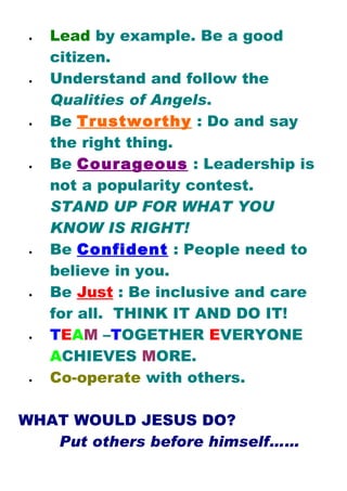 ROLE OF A STUDENT LEADER : Our Ground Rules | DOC