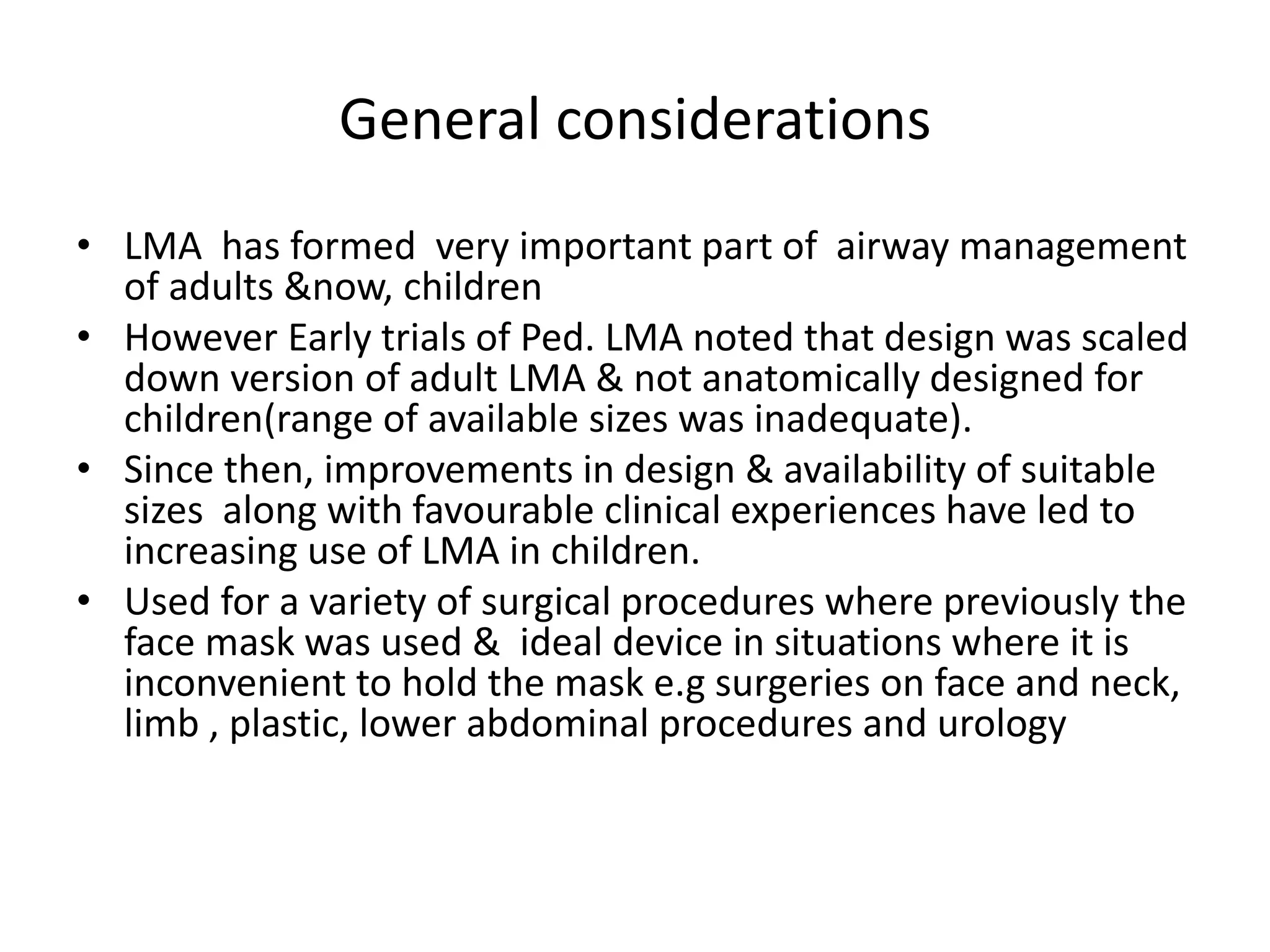 Role of supraglottic airway devices in children | PPTX