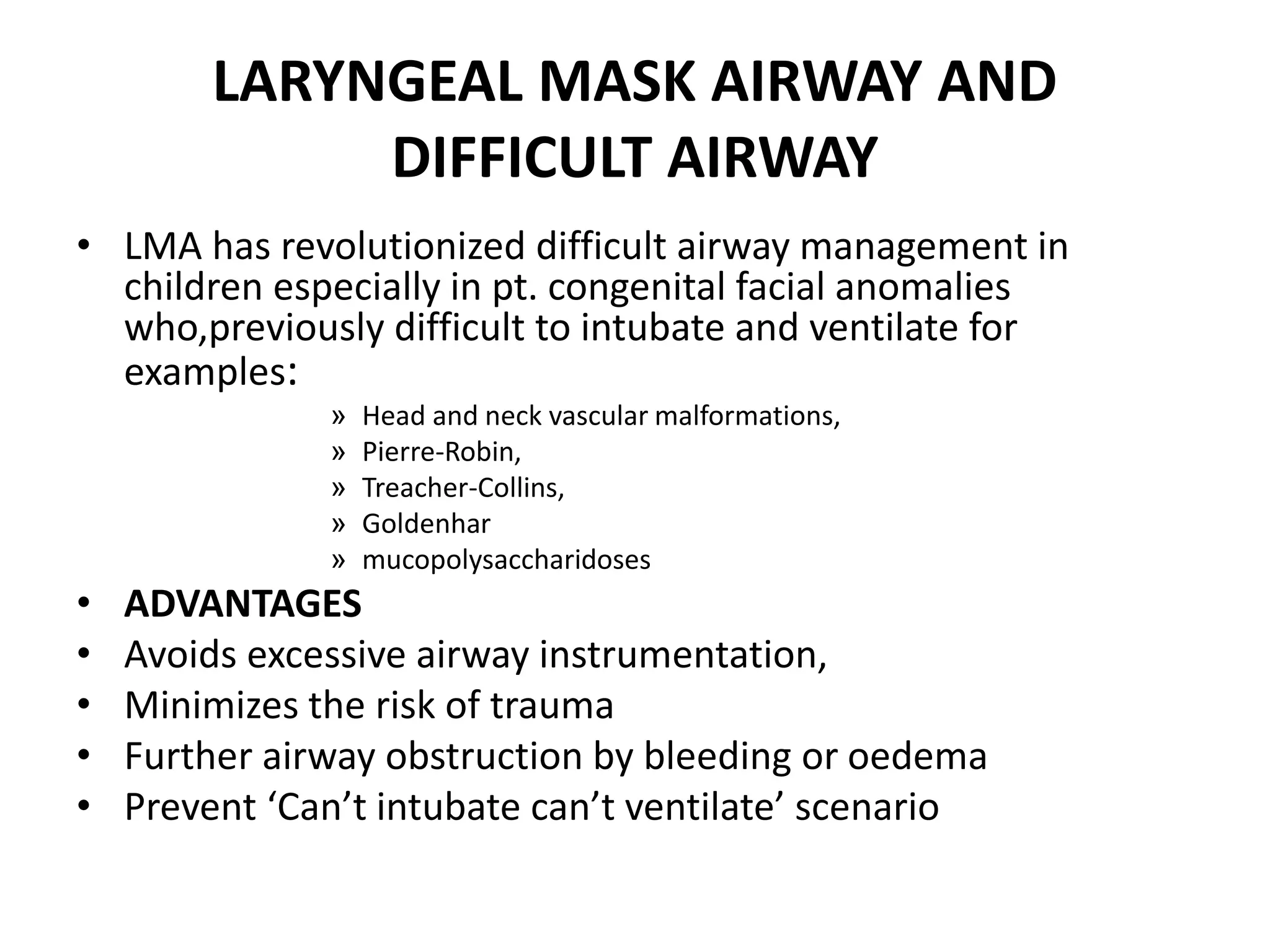 Role of supraglottic airway devices in children | PPTX