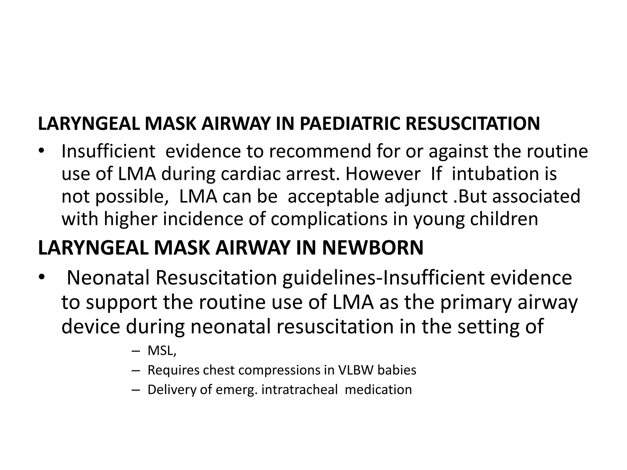 Role of supraglottic airway devices in children | PPTX