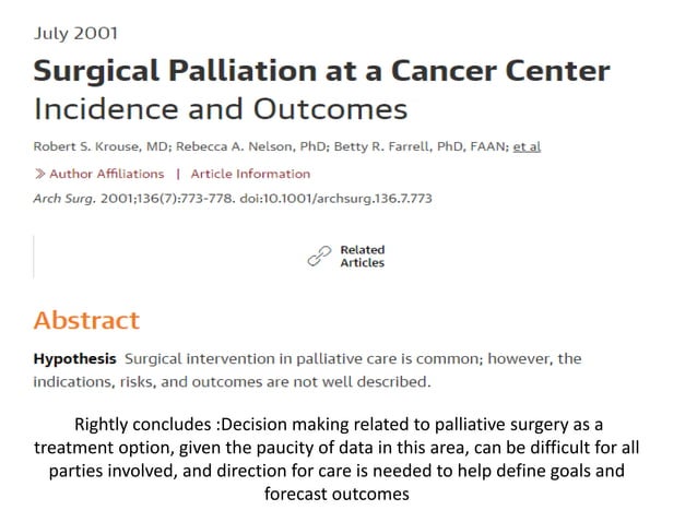 Role of surgery in palliative care | PPTX | Cancer | Diseases and ...