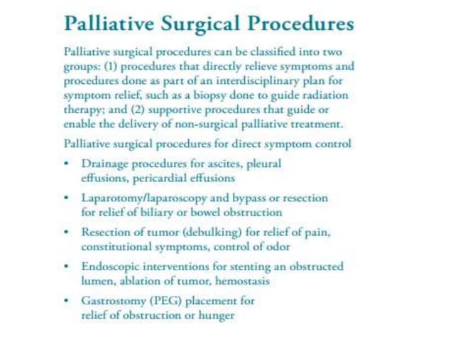 Role of surgery in palliative care | PPTX | Cancer | Diseases and ...