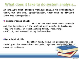Role of system analyst | PPTX