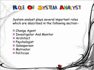 Role of system analyst | PPT