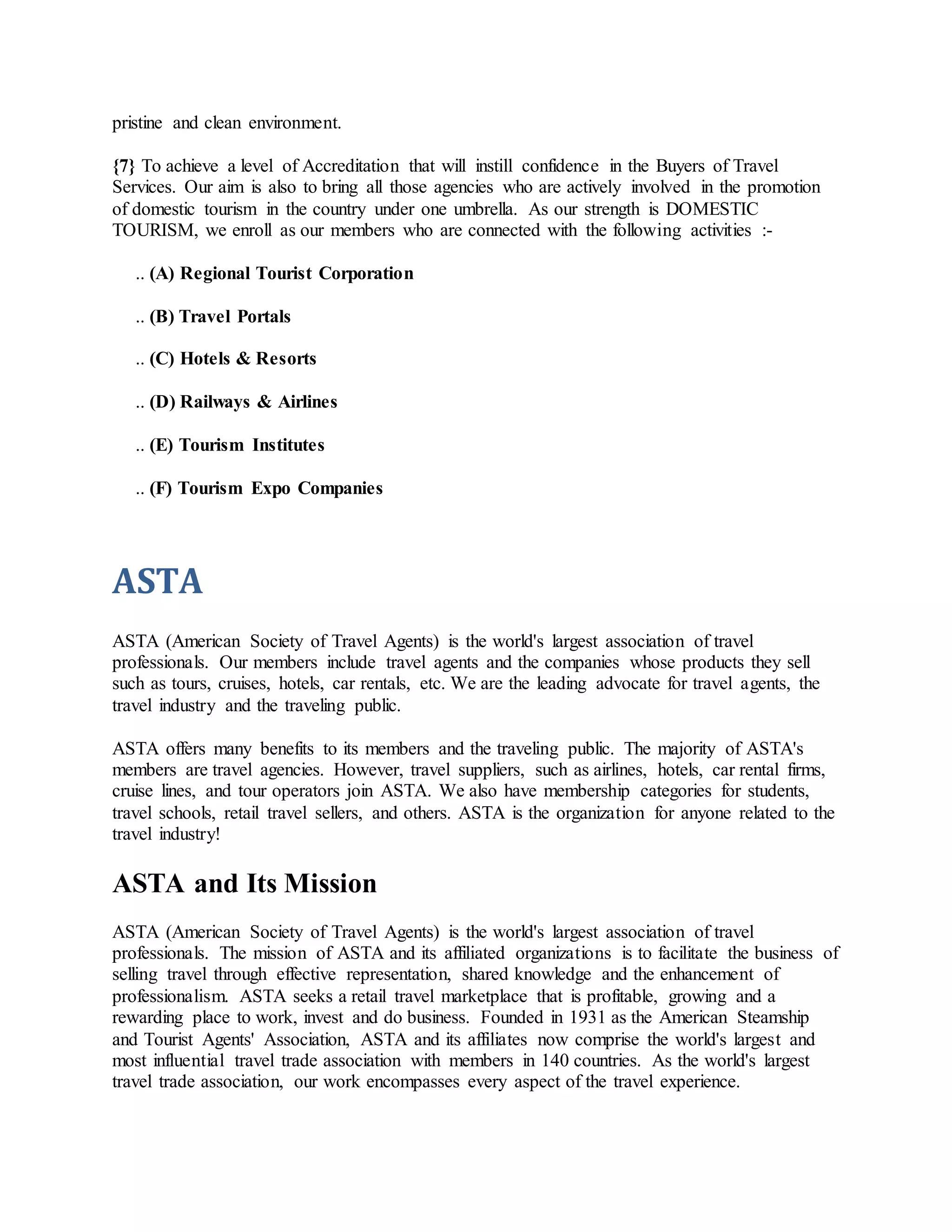 Role of taai in the tourism industry | DOCX