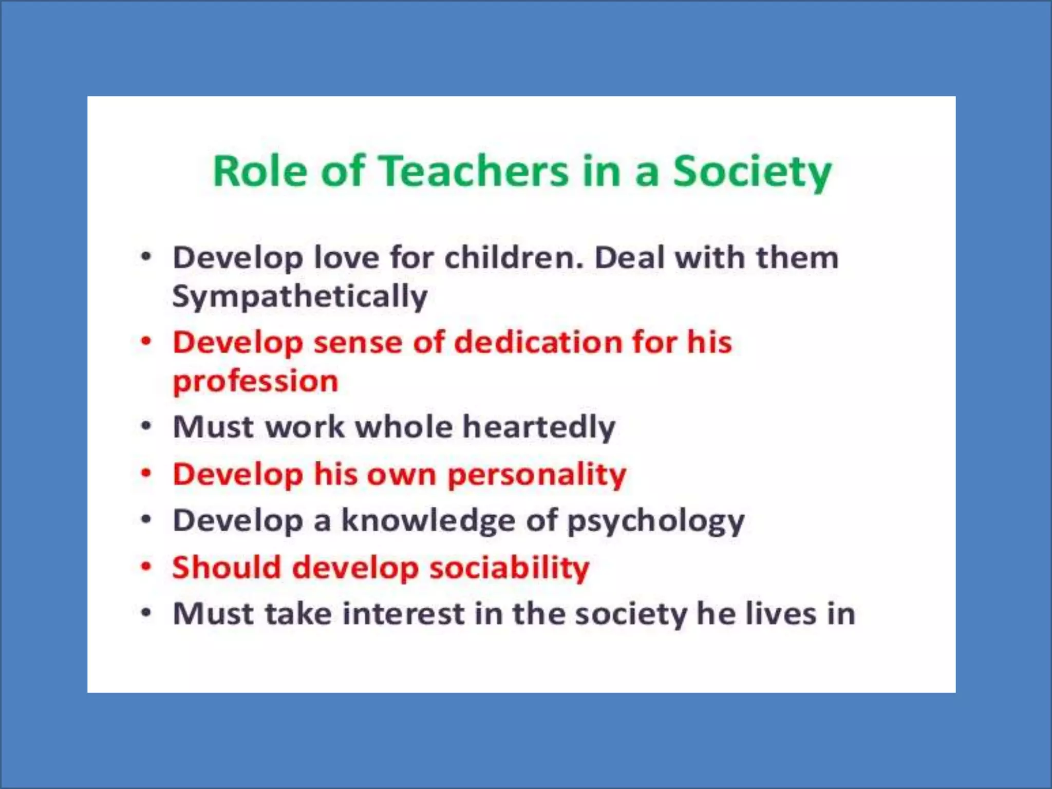 Role of teacher in school and community | PPTX