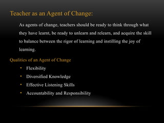 Role of a Teacher in the field of education | PPTX