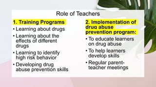 ROLE OF TEACHERS IN THE PREVENTION AND CONTROL OF DRUG ABUSE.pptx
