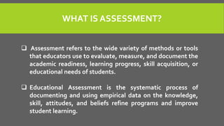 Role of teaching in assessment. | PPTX