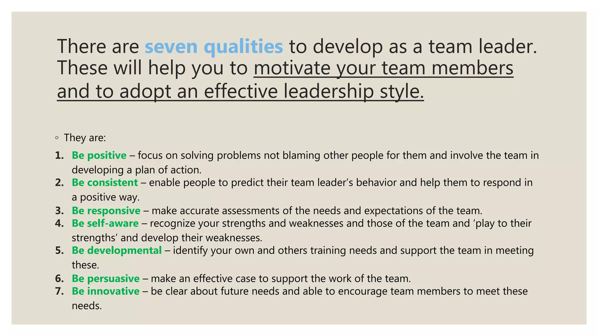 Role of team leader, Qualities of Effective Team Leader, Belbin Team ...