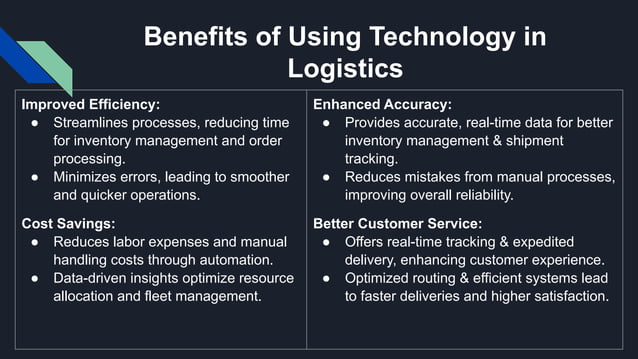 Role of Technology in Logistics and SCM.pptx | Internet | Computing