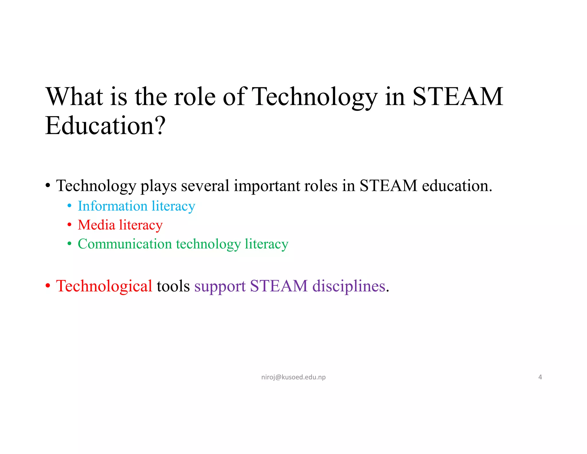 Role of Technology in STEAM Education | PDF
