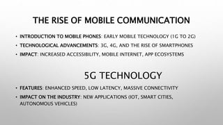 Role of technology in telecommunication sector.pptx | Internet | Computing