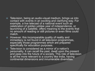 Role of Television as a Mass Medium | PPTX