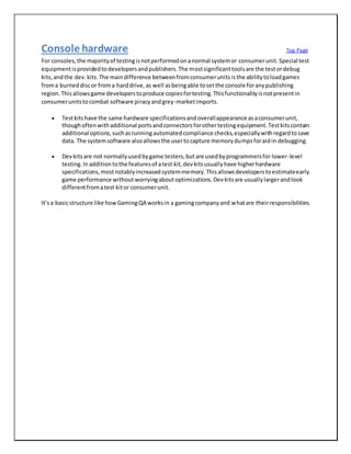 Role of tester in gaming | DOCX