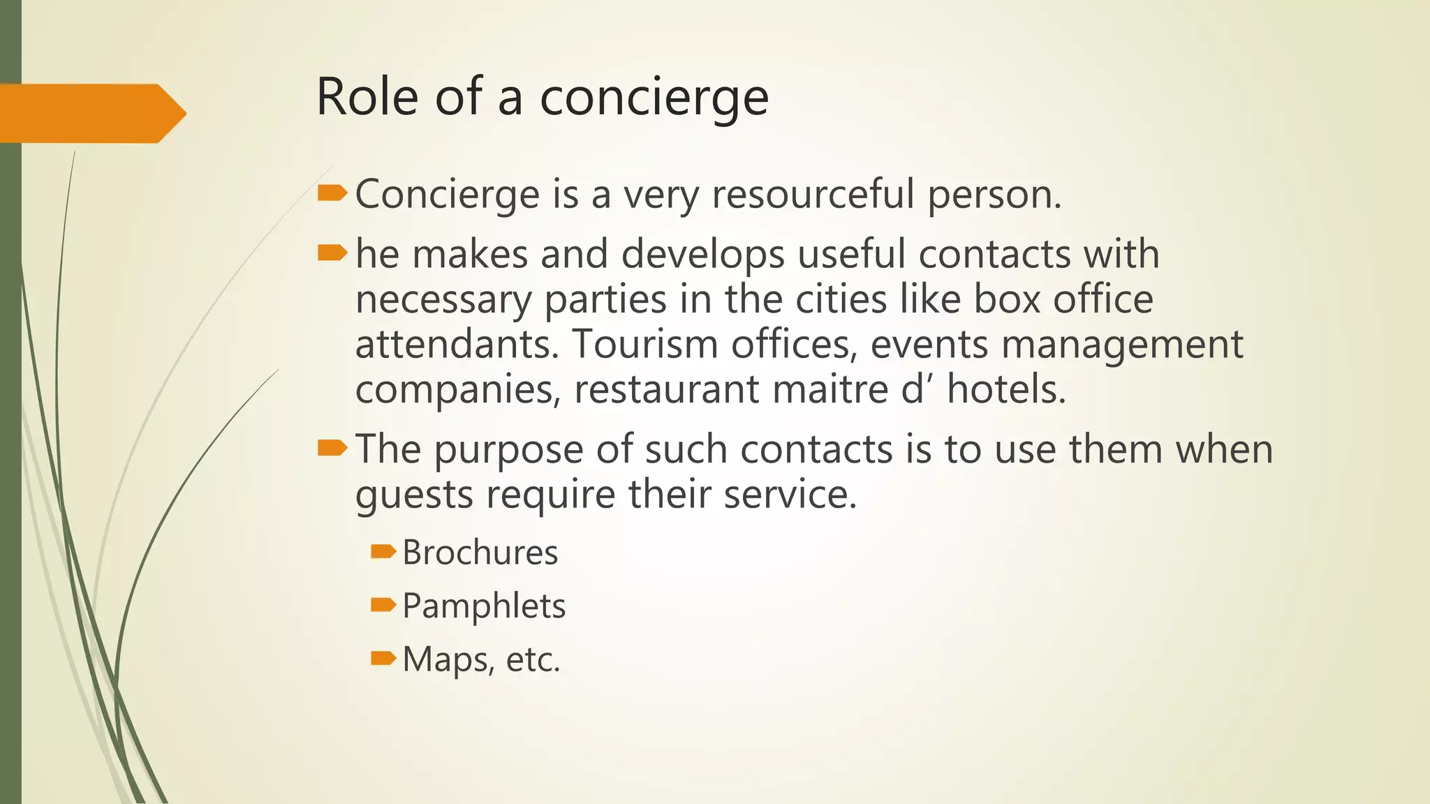 Role of the concierge | PPTX