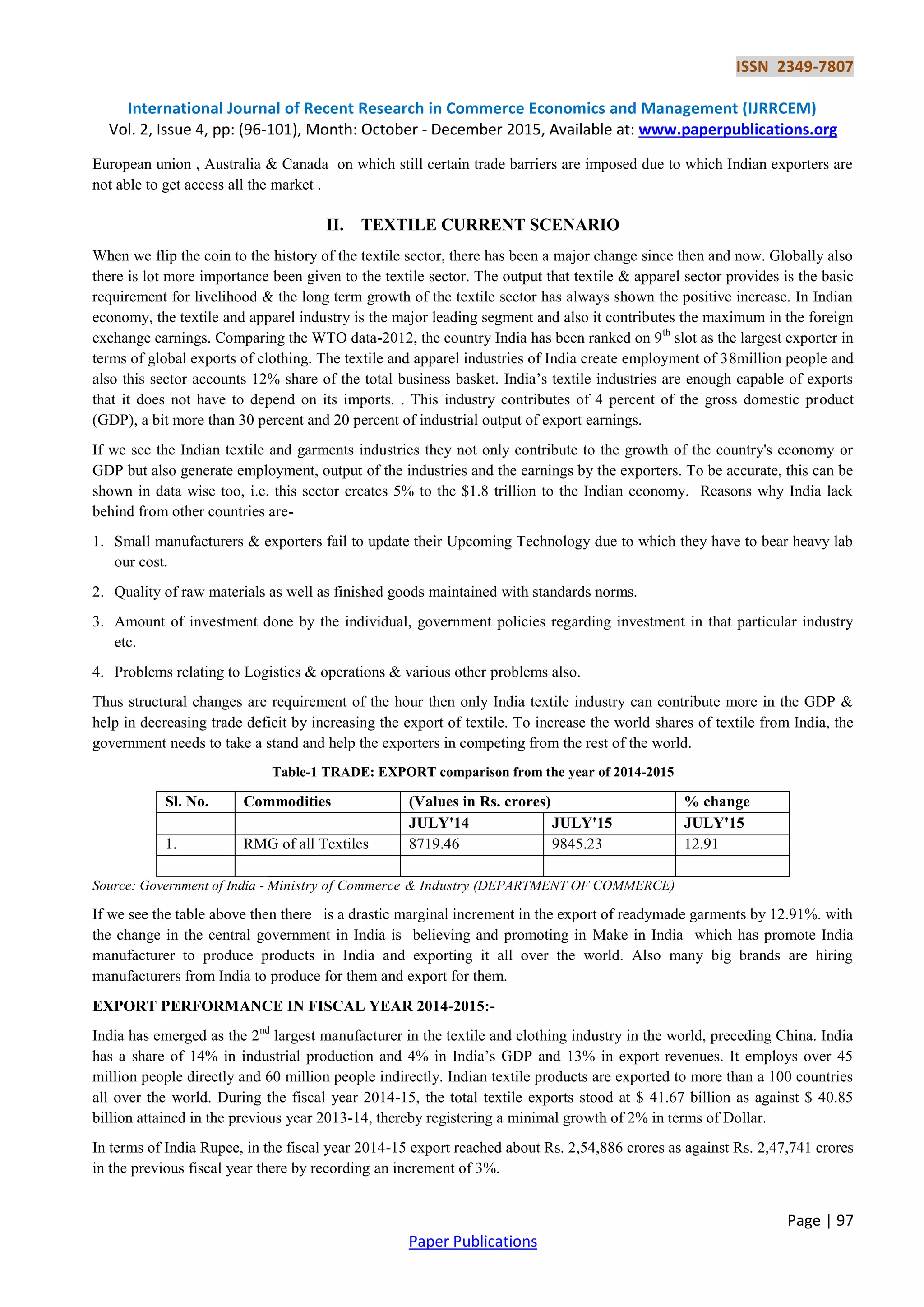 Role of the Cotton Textiles Export Promotion Council (TEXPROCIL) In the ...