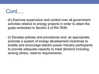 Role of the Department of Energy | PPT