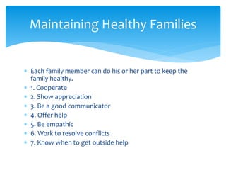 Role of the family | PPTX