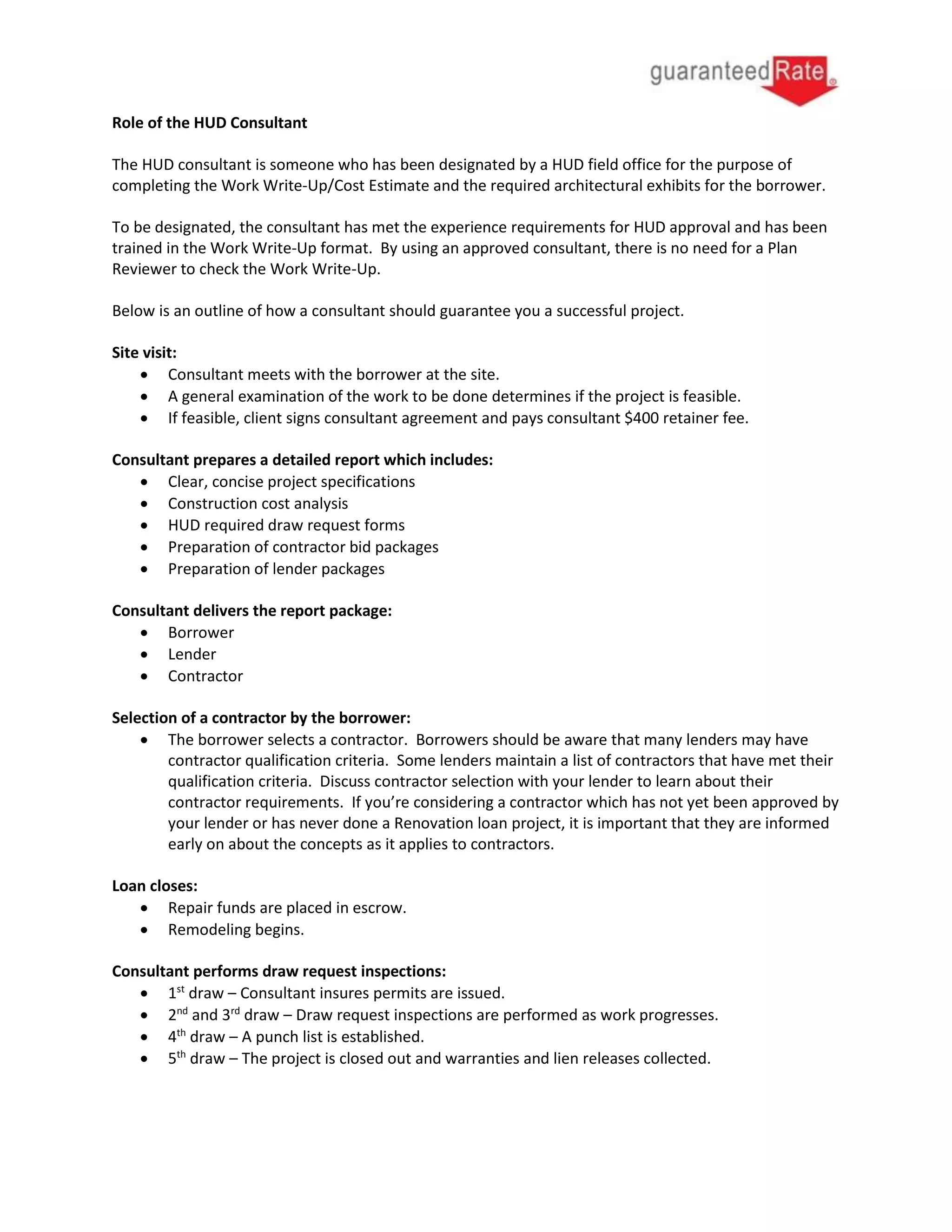 Role Of The Hud/FHA 203K Rehab Loan Consultant | PDF
