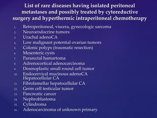 Role of the medical oncologist in a peritoneal surface malignancy ...