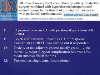 Role of the medical oncologist in a peritoneal surface malignancy ...