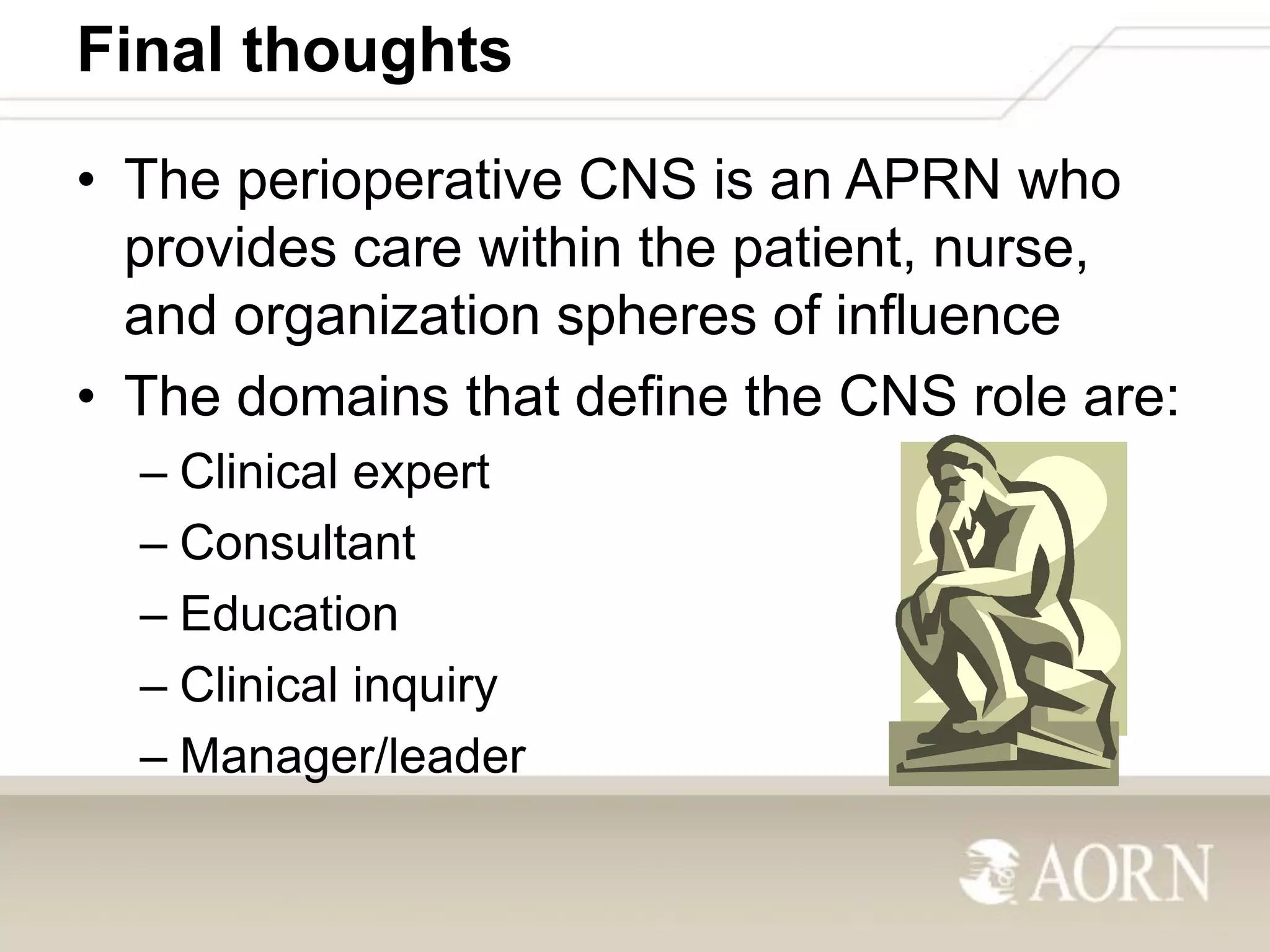 Role of the Periop Clinical Nurse Specialist | PDF