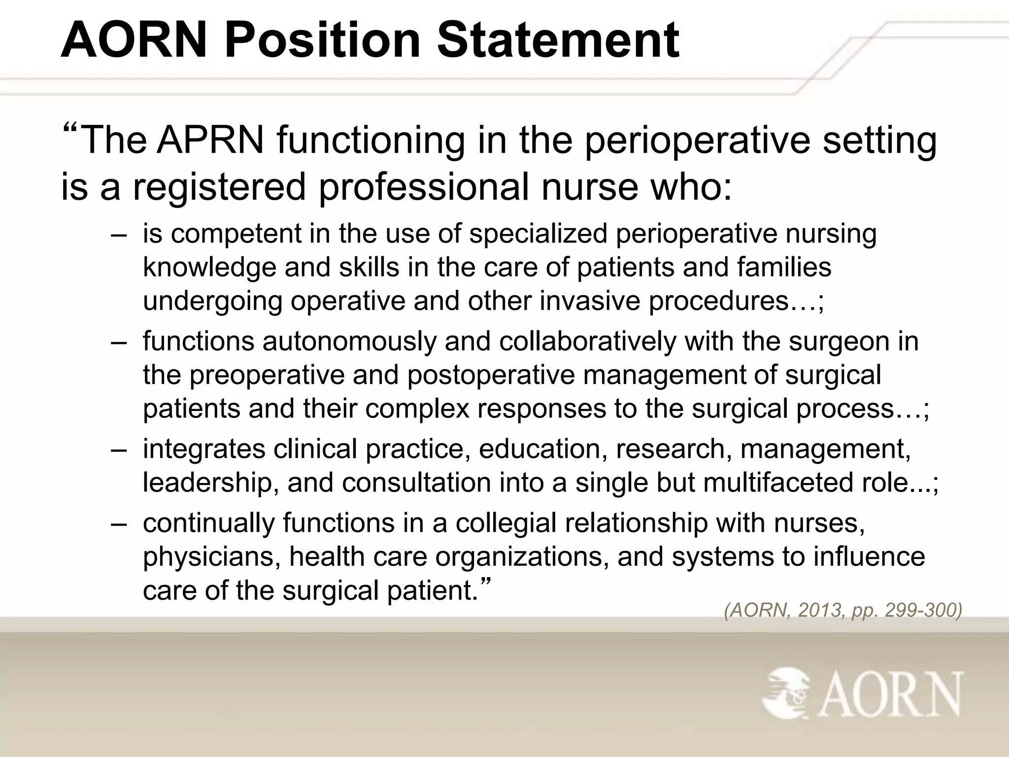 Role of the Periop Clinical Nurse Specialist | PDF