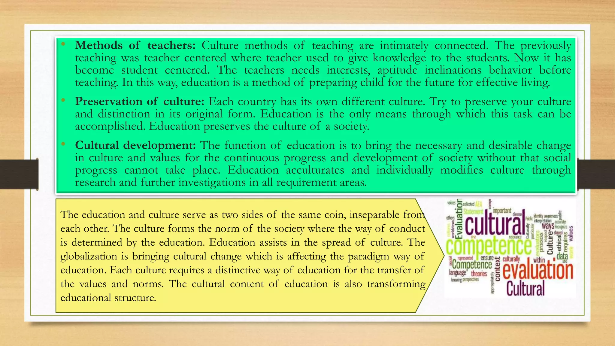 Role of the teachers and effects of education on cultural development ...