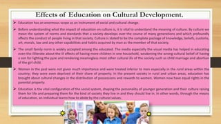 Role of the teachers and effects of education on cultural development ...