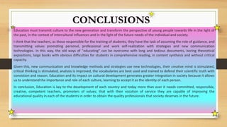 Role of the teachers and effects of education on cultural development ...