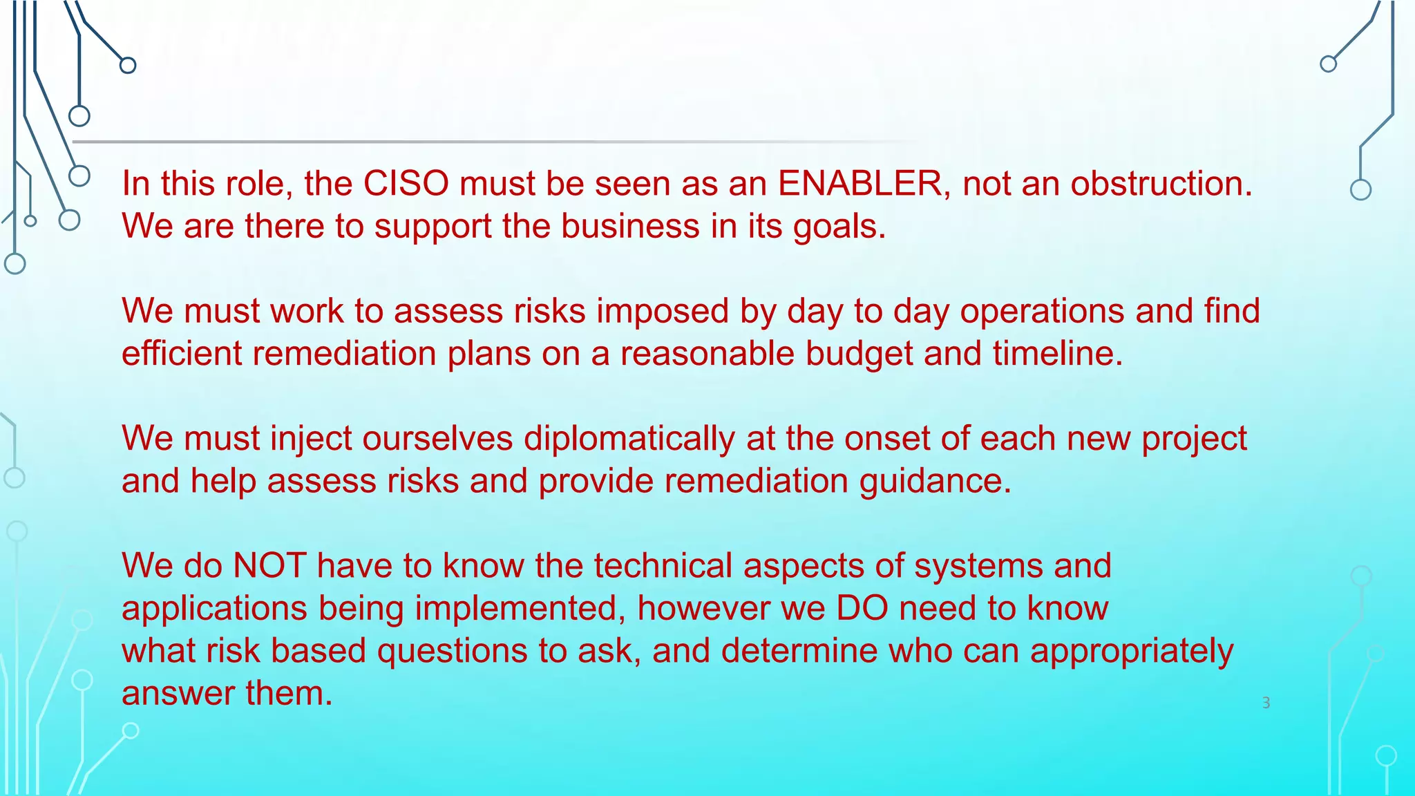 Role of the virtual ciso | PPTX | IT and Internet Support | Internet