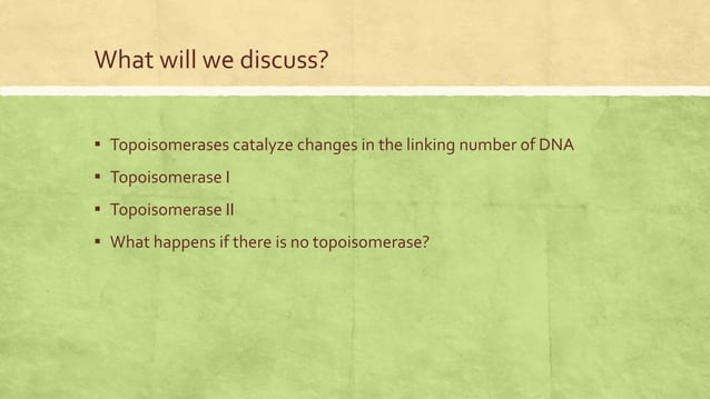 Role of Topoisomerase I and II in DNA Topology.pptx | Chemistry | Science