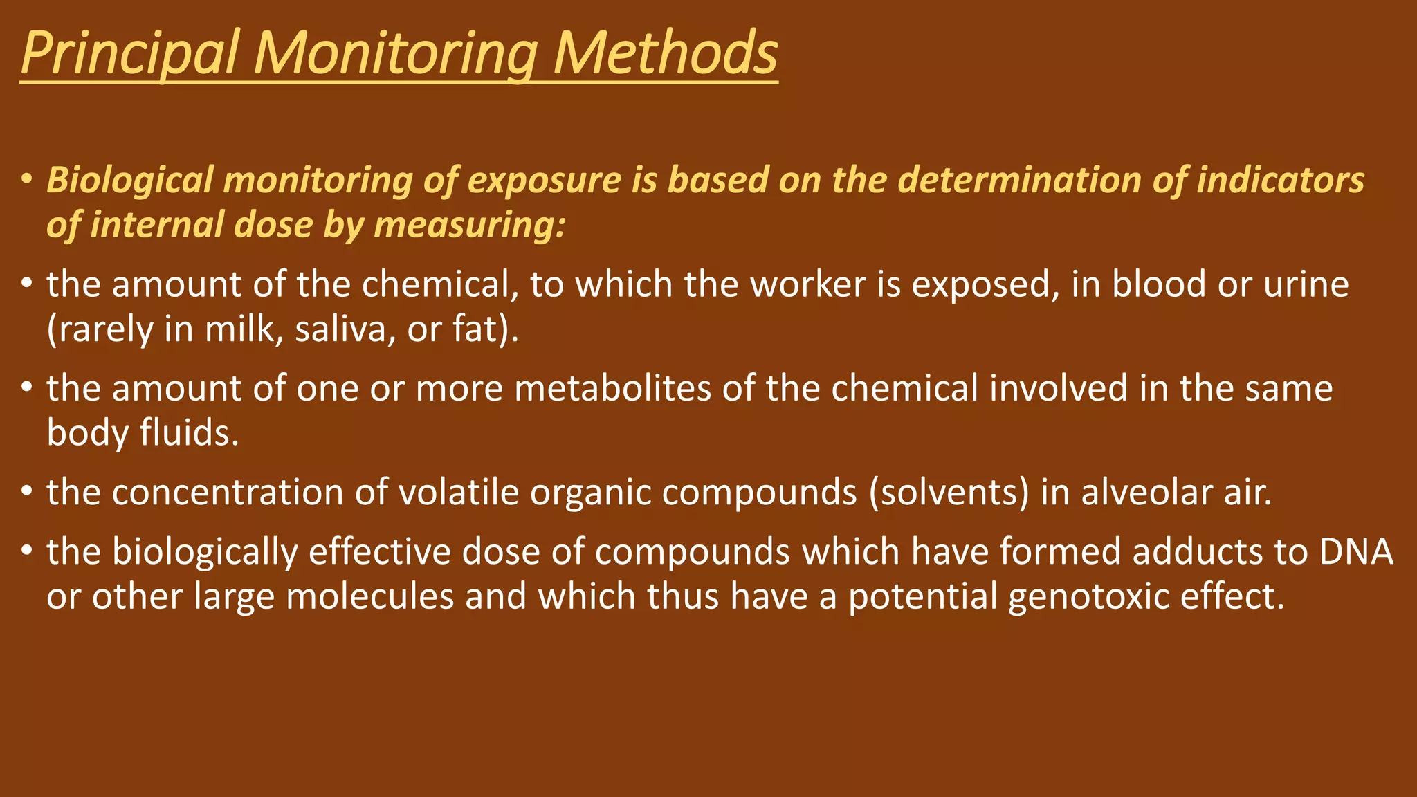 Role of toxicological analysis in biological monitoring .r | PPTX