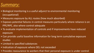 Role of toxicological analysis in biological monitoring .r | PPTX