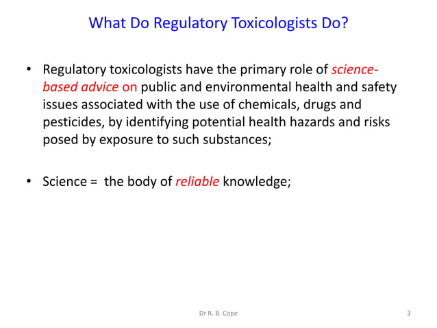 Role of toxicology in regulatory processes 1 | PPTX | Chemistry | Science