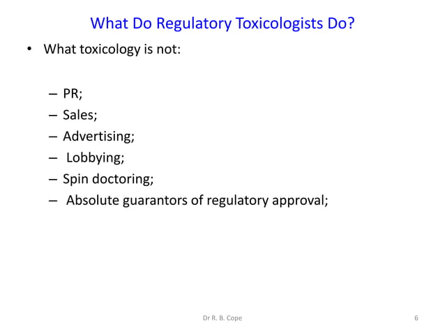 Role of toxicology in regulatory processes 1 | PPTX | Chemistry | Science