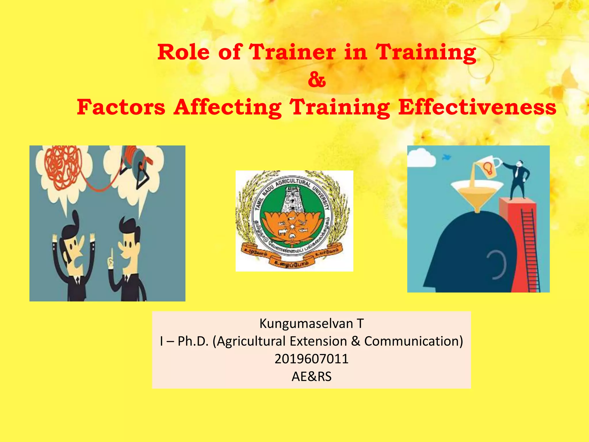Role of Trainers and Factors affecting Training Effectiveness | PPTX