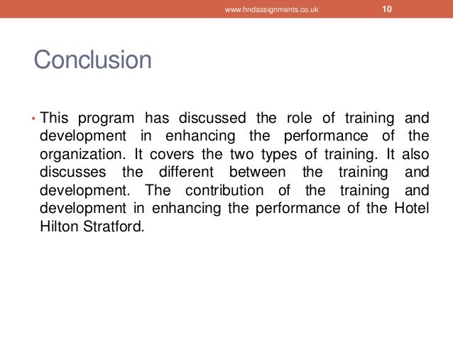 Role of training and development in effective operation of hilton hot… Role of training and development in effective operation of hilton hot…