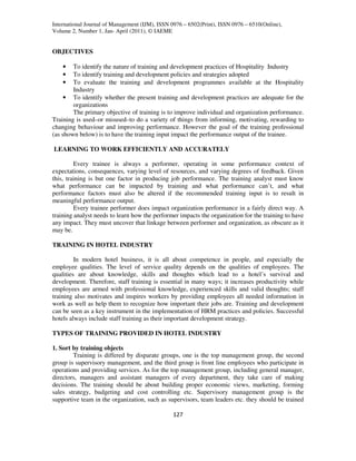 Role of training and development in promoting the growth of hospitality ...