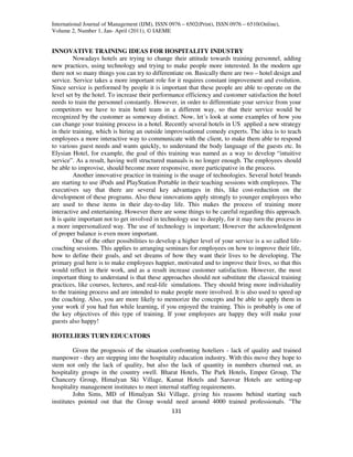 Role of training and development in promoting the growth of hospitality industry | PDF